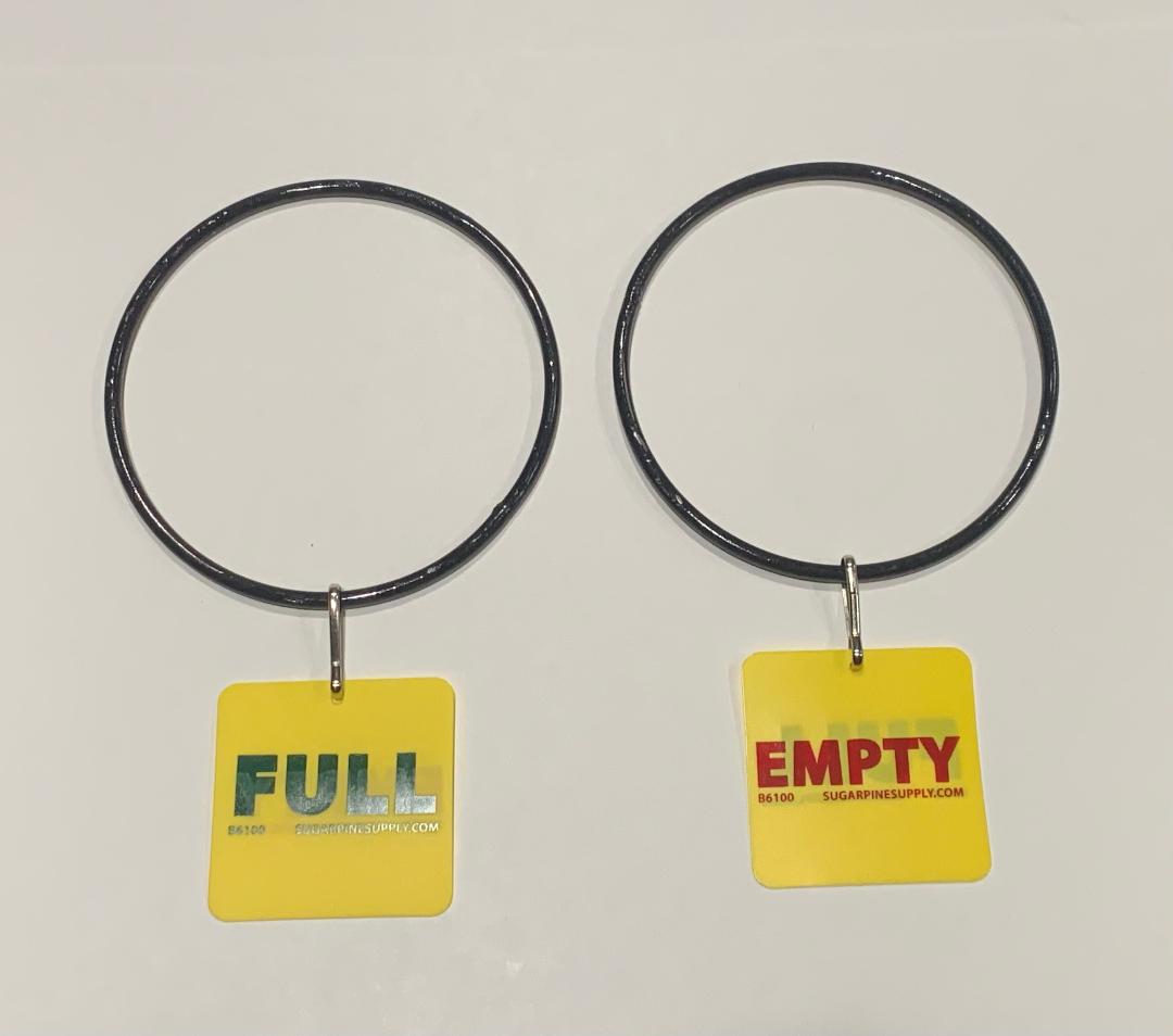 QTY 10 FULL/EMPTY CYLINDER TANK STATUS TAG WITH 5 INCH STEEL BLACK RIN ...